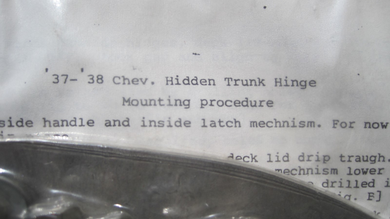 Rocky Hinge 37-38 Chevy Hidden Trunk Hinge TH 002 Street Rod Hot Rod ...