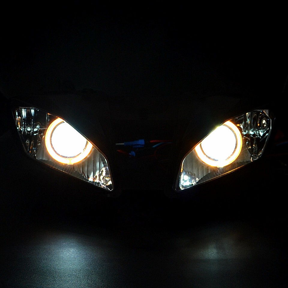 Headlight Assembly Amber Halo HID Light Red Demon Eyes for Yamaha YZF ...