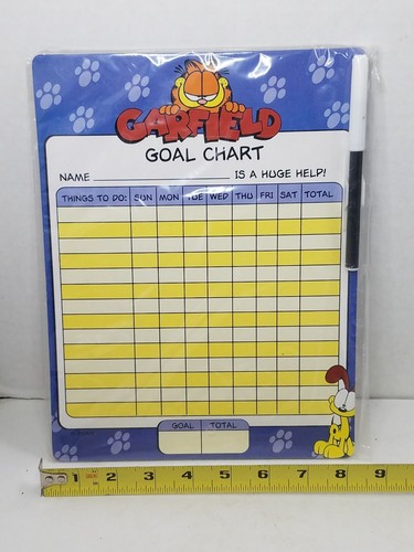 Vintage Dry Erase Board GARFIELD Weekly Goal Chart NEW | eBay