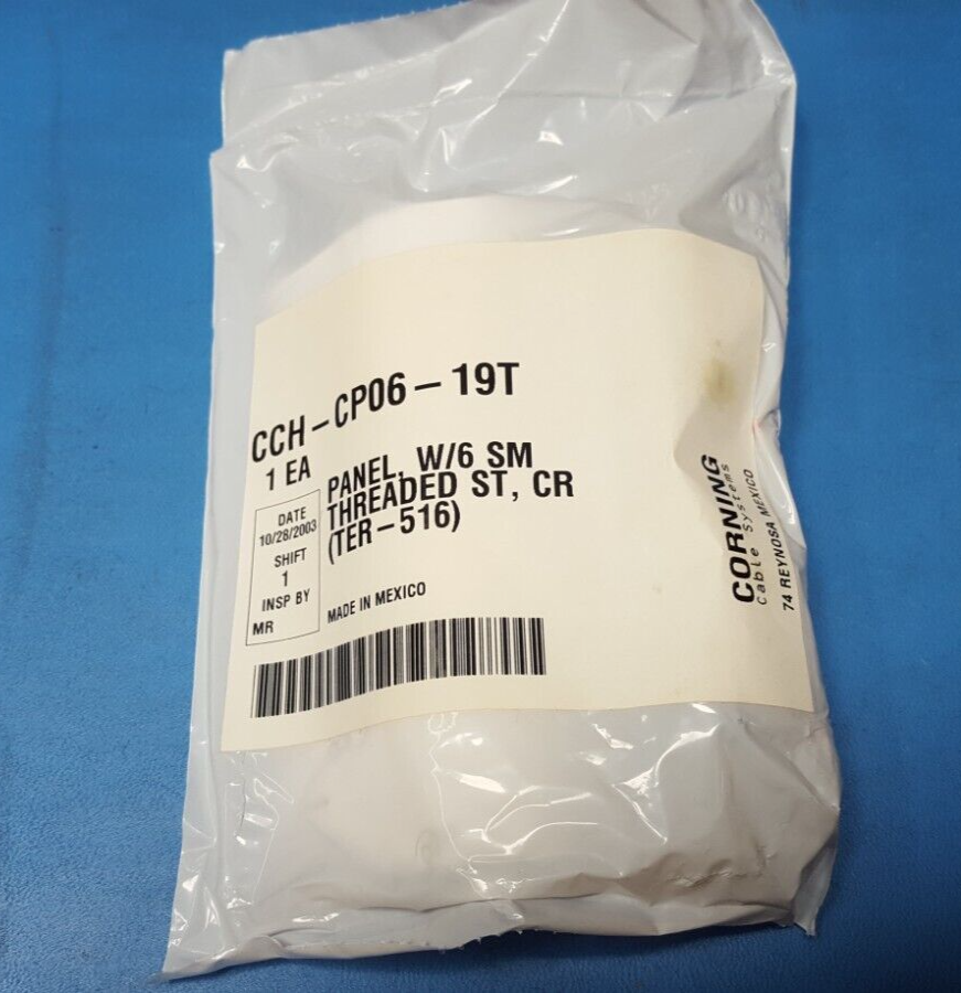 FIBER PATCH PANEL, CCH-CP06-19T, 6 CORD, Corning, ST SINGLE MODE LOADED ...