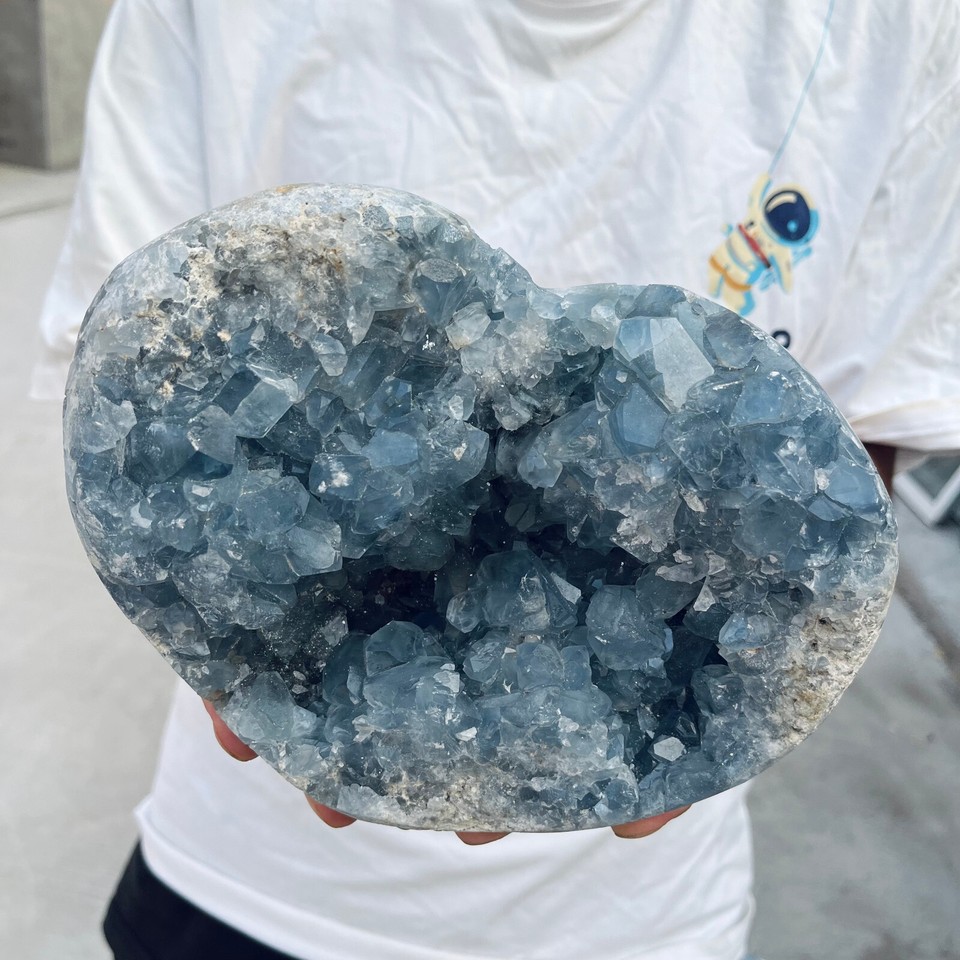 9.7lb Large Natural Blue Celestite Crystal Geode Quartz Cluster Mineral ...