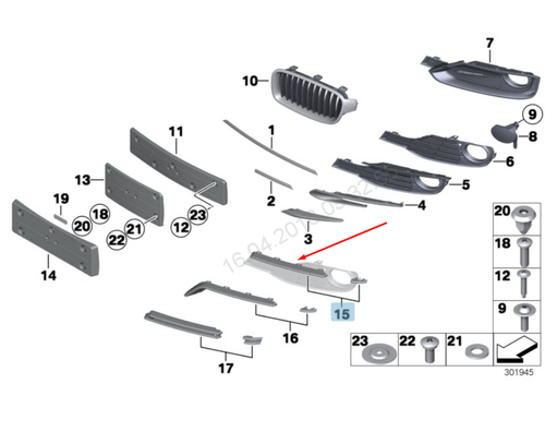 BMW 3 F35 Front Bumper Left Air Inlet Finisher Trim 51117287851 2015 ...