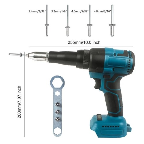 Rechargeable Electric Rivet Gun with LED Light for Makita 18V Batteries ...