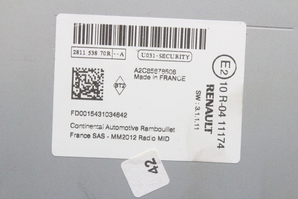 RENAULT ZOE Musik Navi Radio Spieler Hauptgerät 281153870R 2015 | eBay