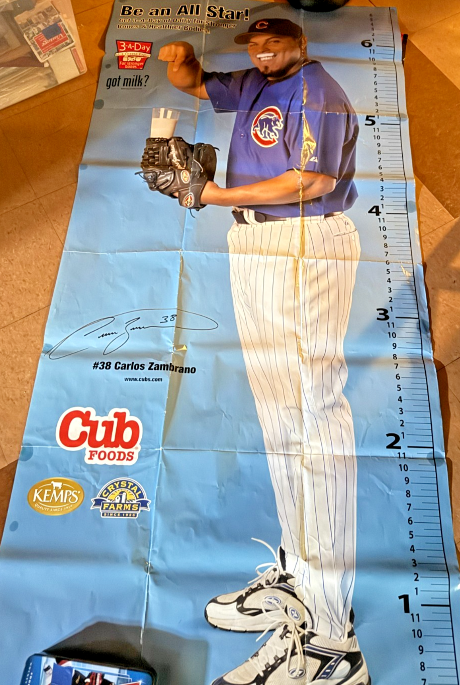 Carlos Zambrano Growth chart DOOR POSTER Chicago Cubs Cub foods Kemps ...