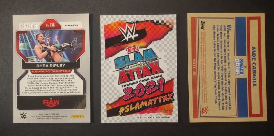 WWE Women's Serial Numbered Card Lot. Rhea Ripley-Jade Cargill ...
