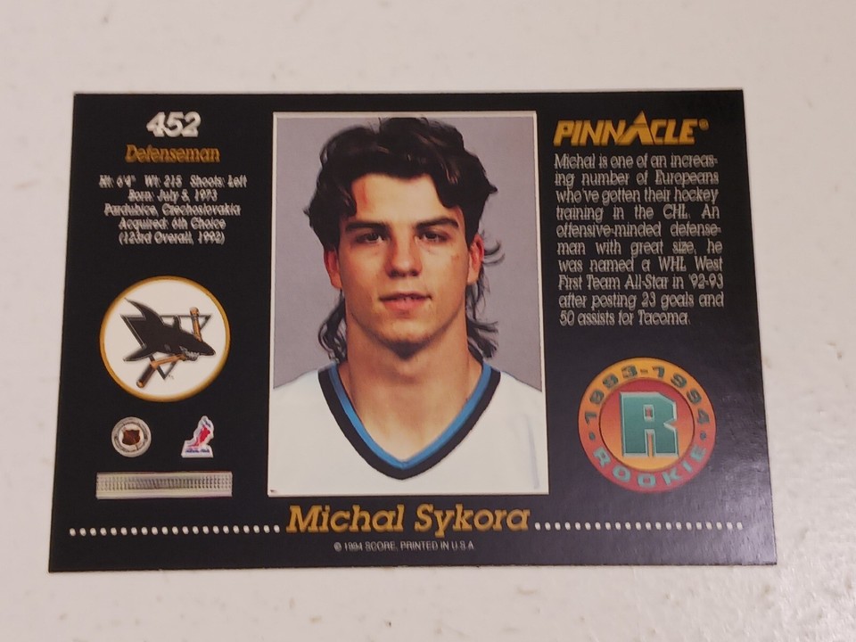 Michal Sykora San Jose Sharks 1993 - 1994 Pinnacle Rookie Card #452 | eBay