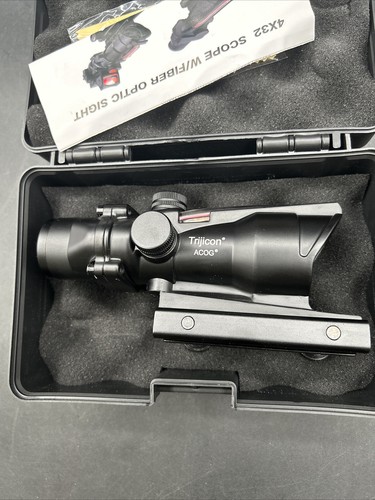 4x32 Fiber Optic Scope Chevron Reticle RED Weapon Sight ACOG Clone | eBay