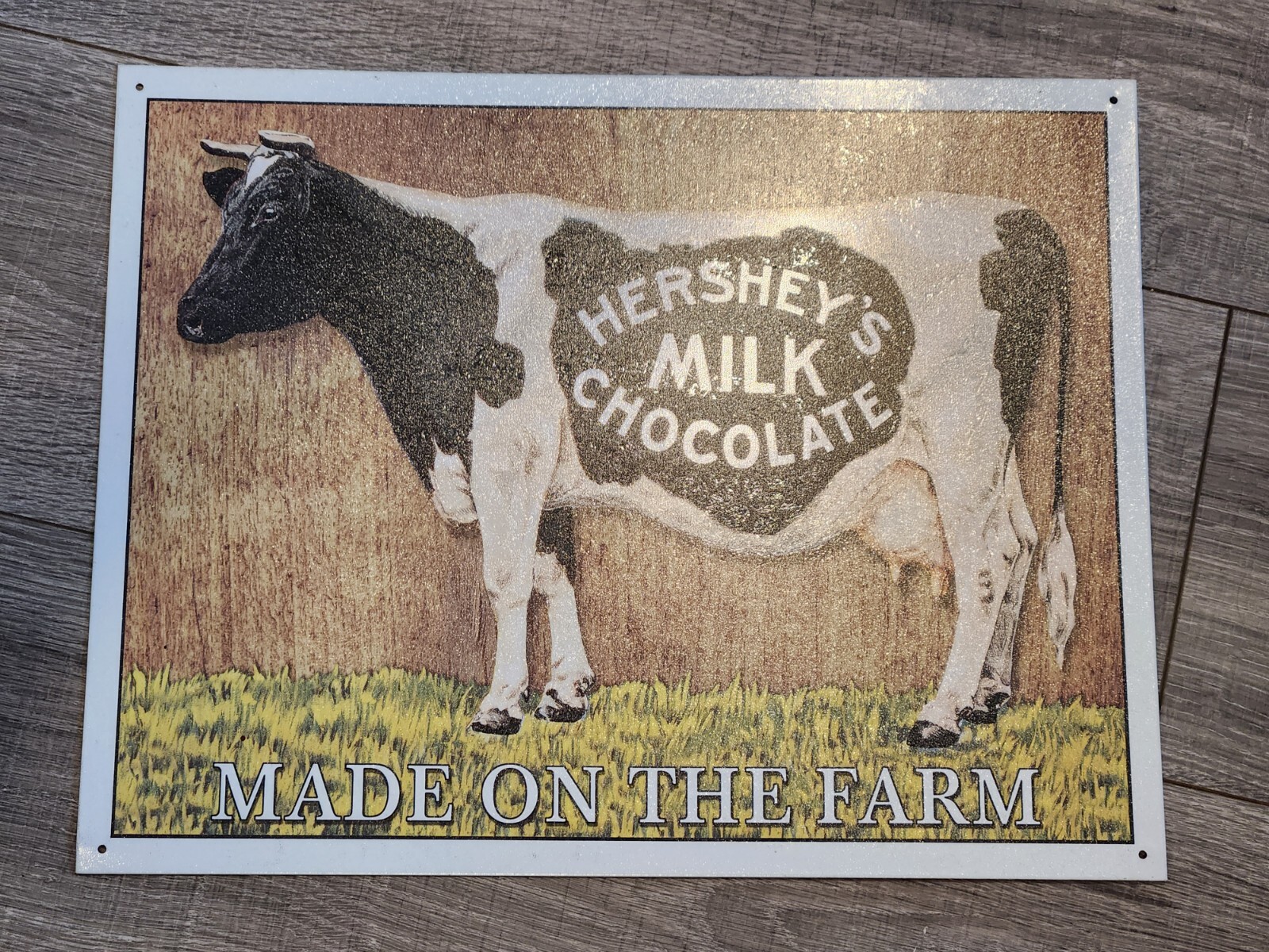 Hershey's Milk Chocolate Cow "Made On the Farm" Tin Sign Wall Art 16" x ...