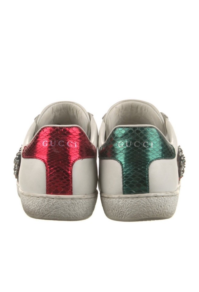 GUCCI Ace Women’s Gucci Crystal Embellished White Leather Low Top ...