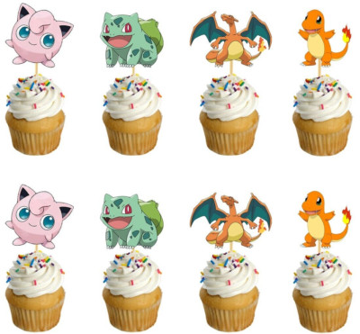 12x Pokemon Cupcake Topper. Party Lolly Loot Bag Cake Banner Bunting ...