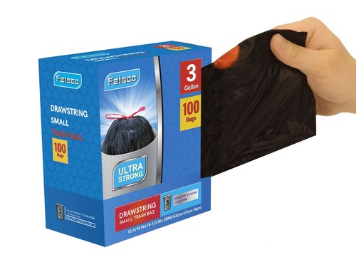3 Gallon Black Trash Bag,Small Drawstring Garbage Bag Trash Can Liner ...