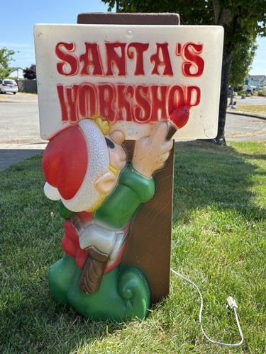 Vintage General Foam Elf Santa's Workshop Lighted Christmas Blow Mold ...