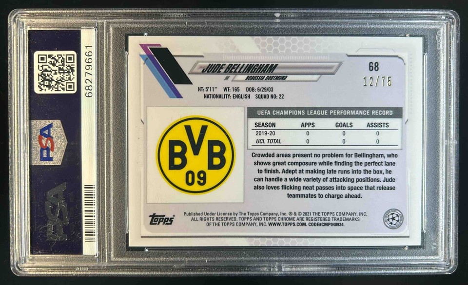 2020 Topps Chrome X Steve Aoki UEFA Neon Future Jude Bellingham RC 12/ ...