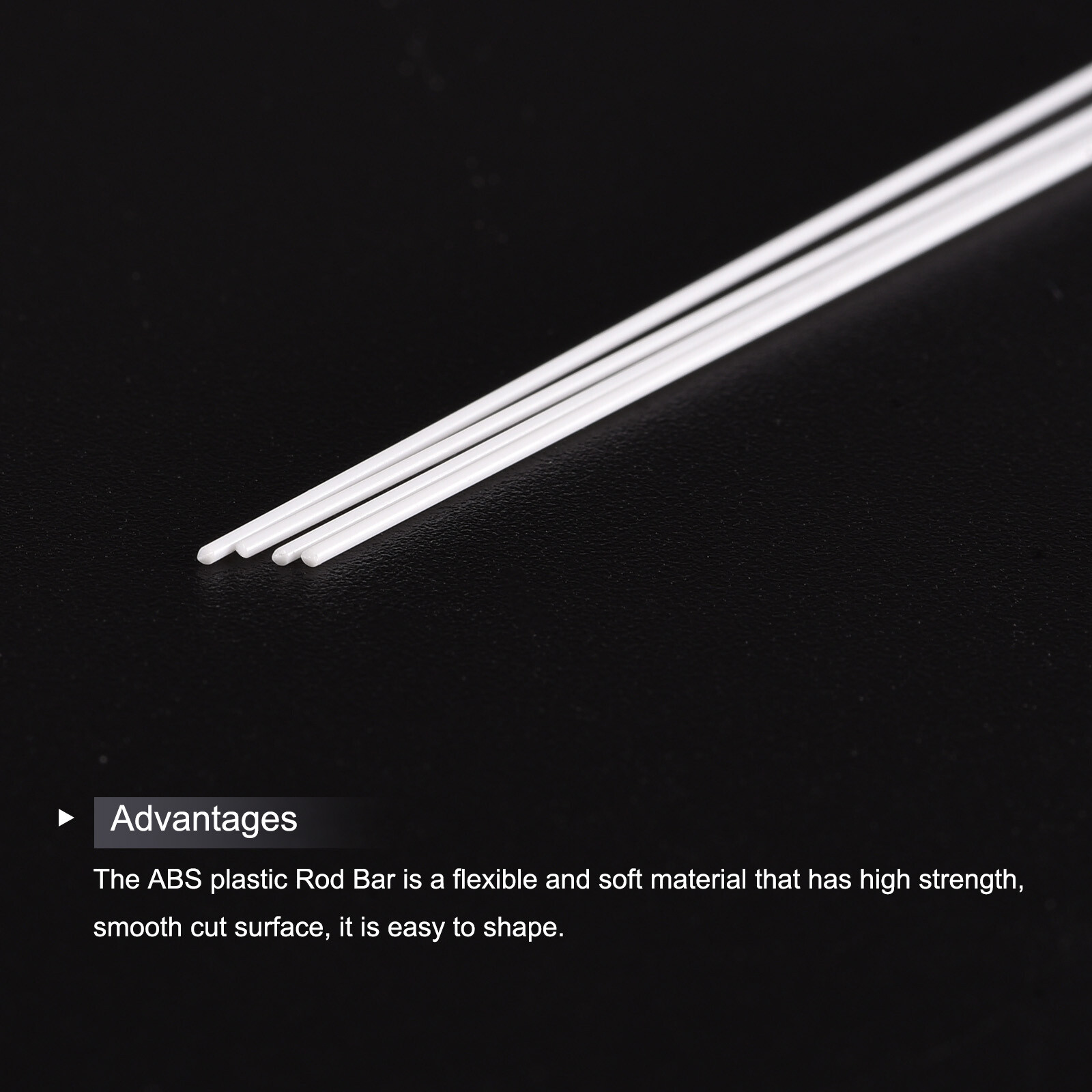 25Pcs ABS Plastic Rods, Diameter 2mm Length 500mm White Stick Solid Bar ...