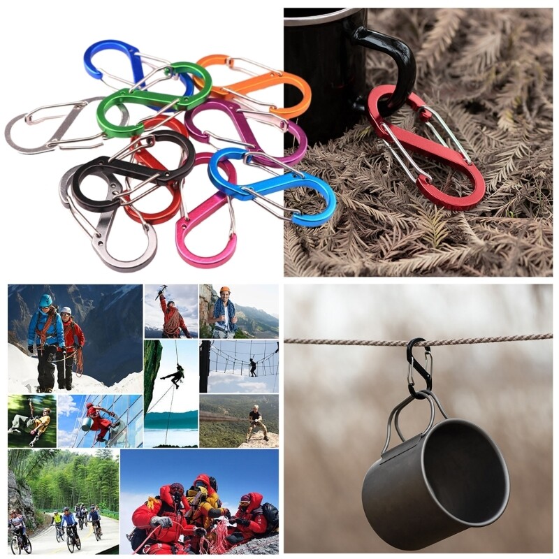 10 Pcs S Shaped Small Carabiner Clips Double Snap Hook Mini Locking ...