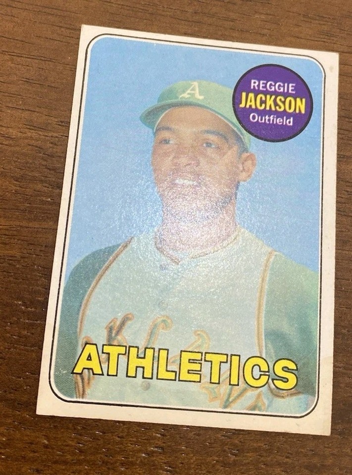 1969 TOPPS REGGIE JACKSON ROOKIE RC BASEBALL CARD #260 VG-EX STAINING ...