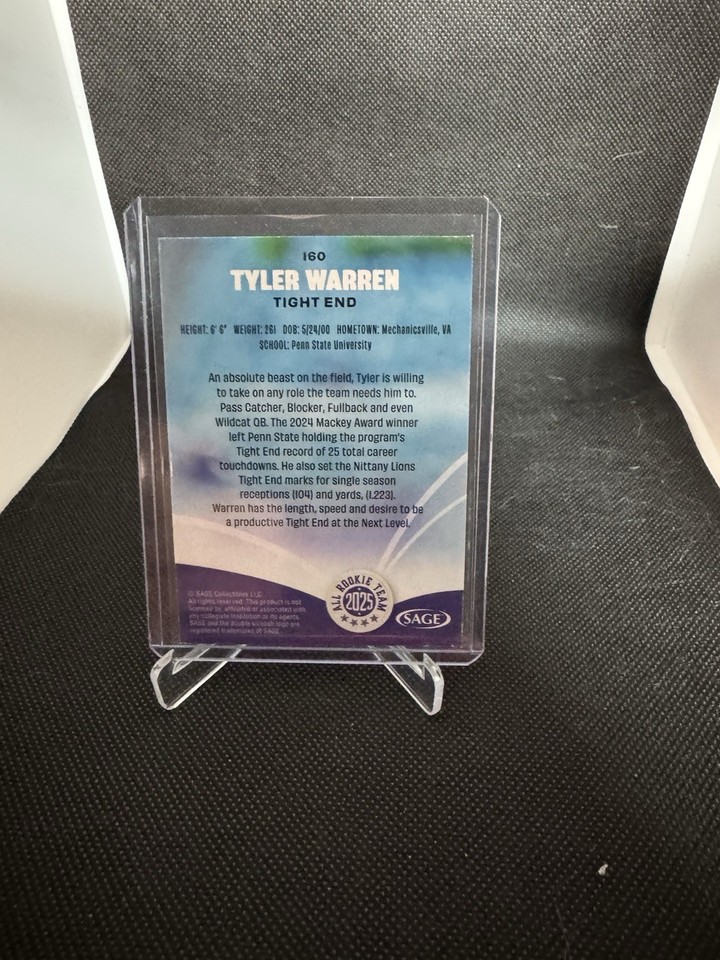 2025 Sage Football All Rookie Team Blue Tyler Warren #160 Indianapolis ...