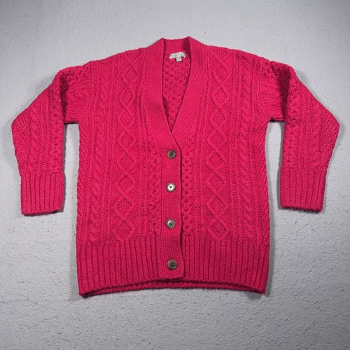 J.Crew Cardigan Women XS Cable Knit Fuchsia Pink Merino Wool Alpaca ...