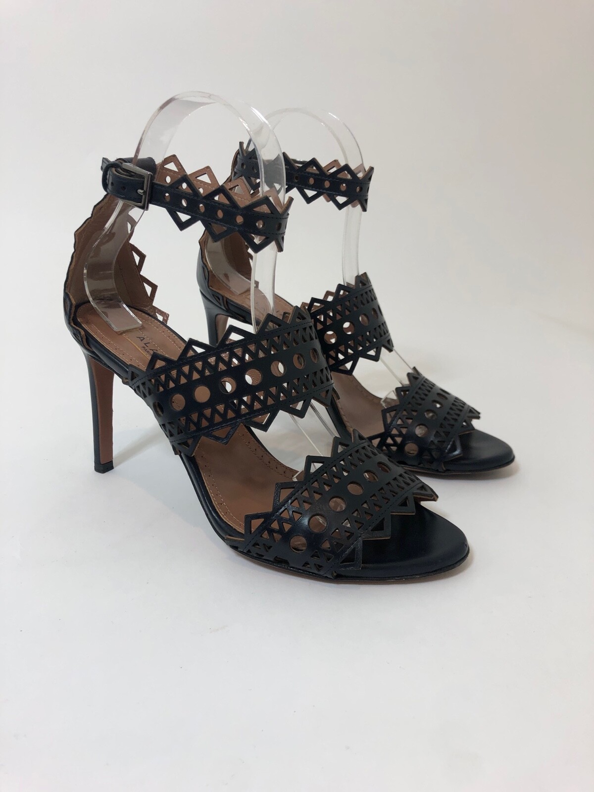 ALAIA Leather Laser Cut Ankle Strap Sandals in Black Size 36 $1340 | eBay
