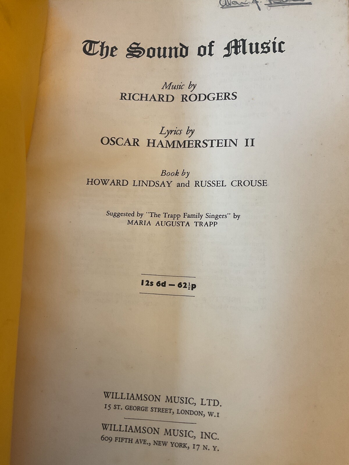 The Sound of Music Libretto Theatre script ,VERY RARE 1959/60 ...