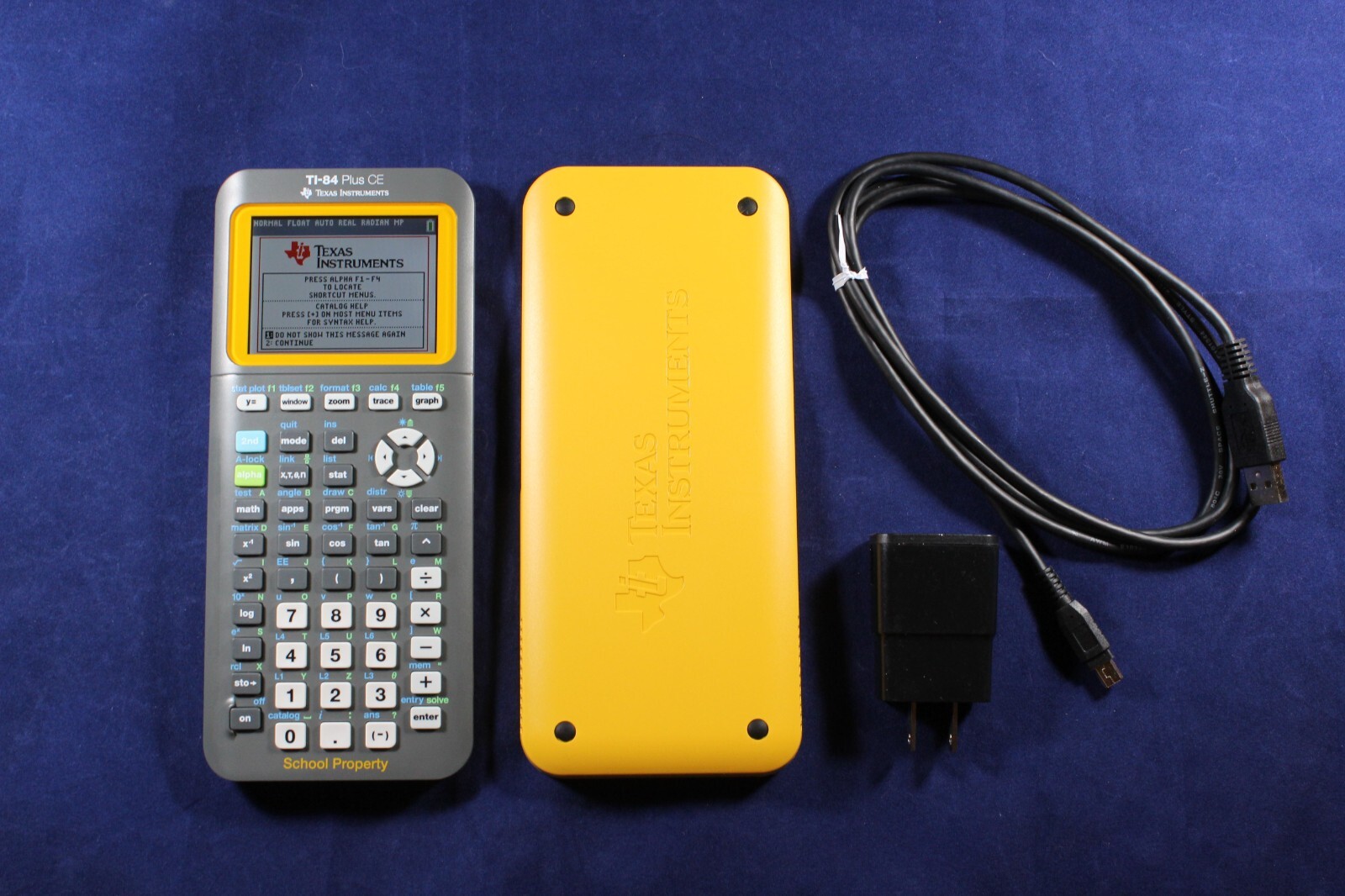 Texas Instruments TI 84 CE Yellow Graphing Calculator With Cover USB