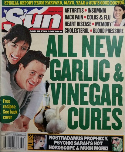 Sun Tabloid Magazine Oct 21 2003 - Garlic Vinegar Cures - Hot Psychic ...
