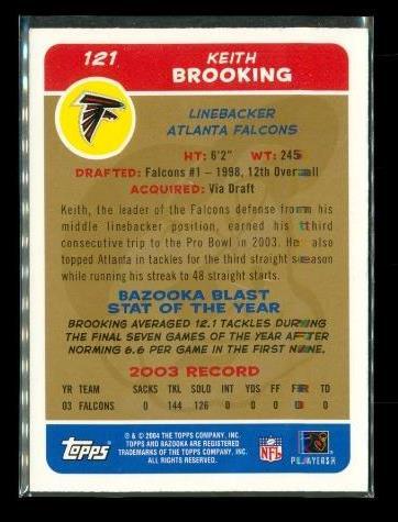 2004 TOPPS BAZOOKA Football Trading Card #121 KEITH BROOKING Atlanta ...