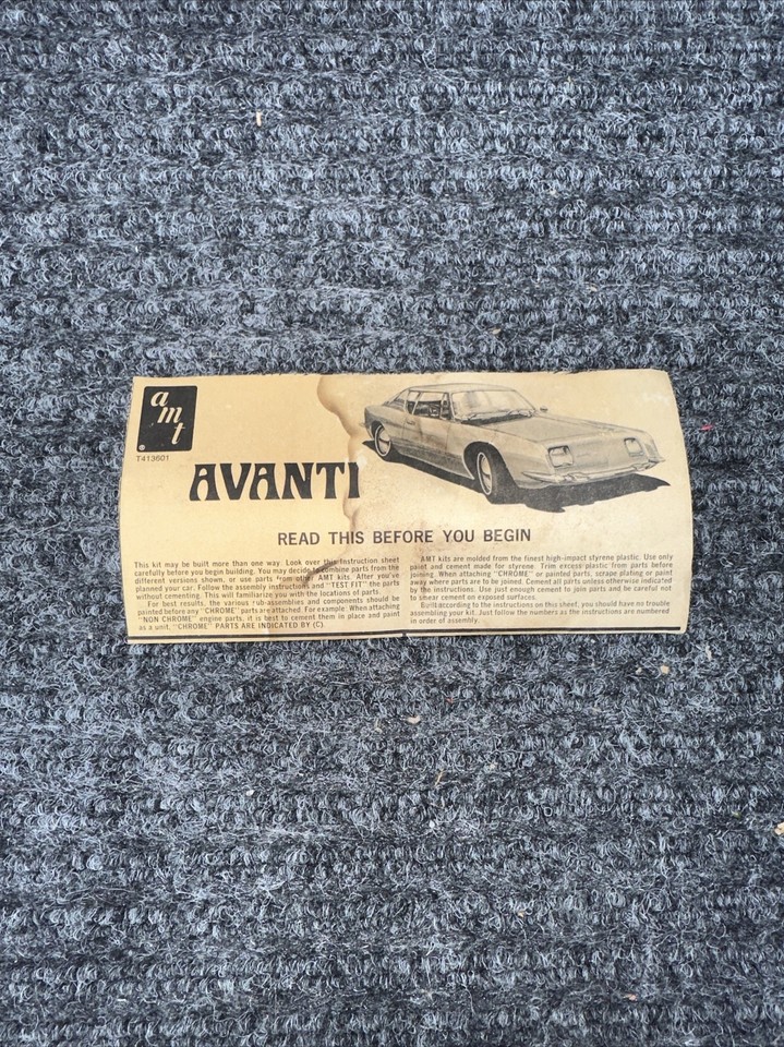AMT model car kit 1:25 Studebaker Avanti T413 New in factory sealed bag ...