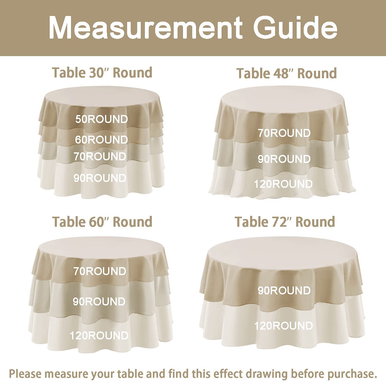 Round Tablecloth 80 Inch - Waterproof Stain Resistant Spillproof ...