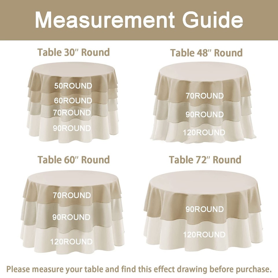 Round Tablecloth 80 Inch - Waterproof Stain Resistant Spillproof ...