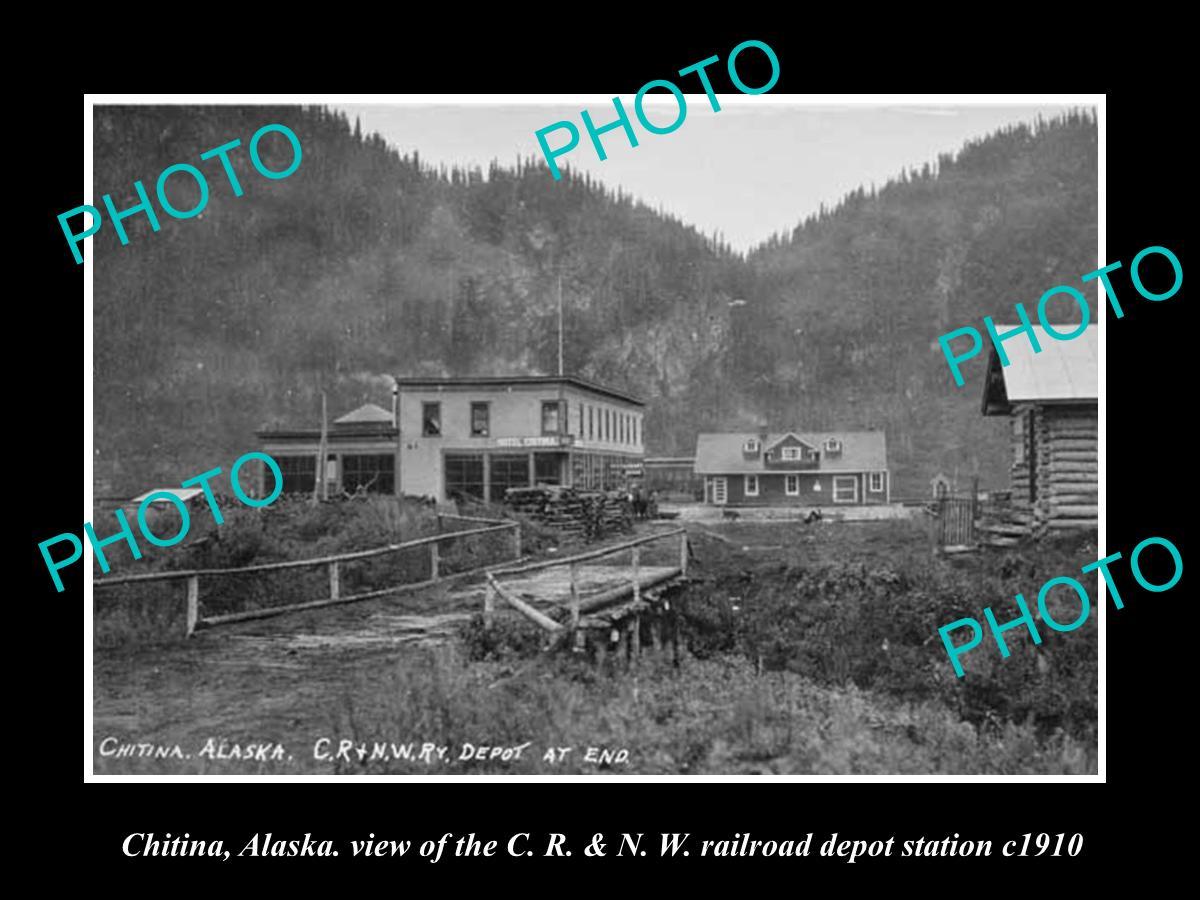 OLD LARGE HISTORIC PHOTO OF CHITINA ALASKA VIEW RAILROAD DEPOT STATION ...