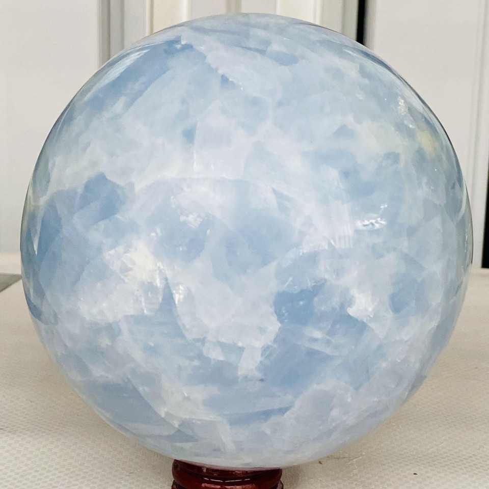 3380g Natural Blue Celestite Crystal Sphere Ball Healing Madagascar ...