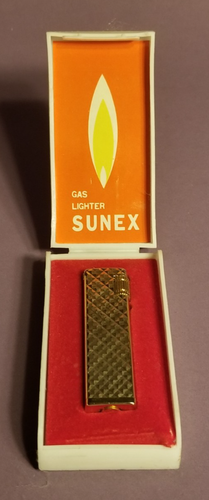 💥 SUNEX GOLD COLOR GAS LIGHTER NEW IN BOX FLINT SPARKS REALLY NICELY ...