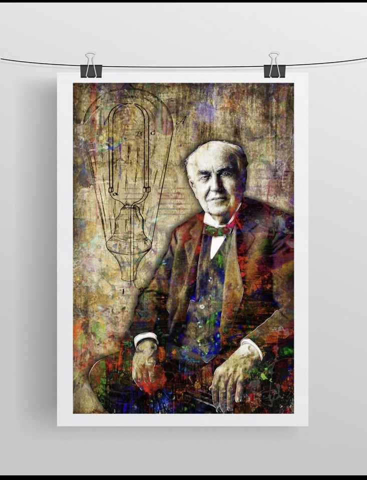 Thomas Edison Tribute 8x12in Poster Thomas Edison Print Free Shipping ...