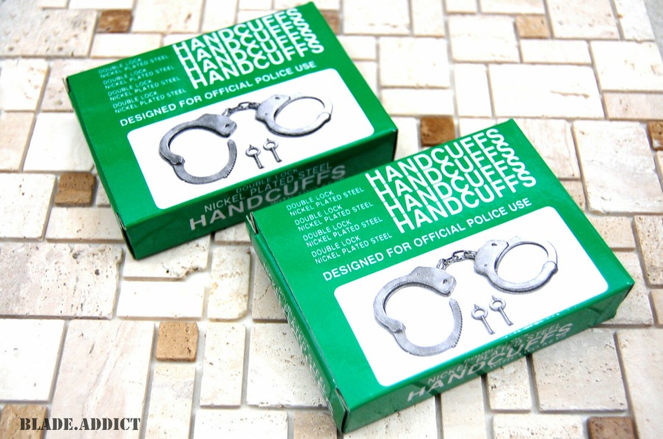 2Pc Professional Chrome Nickle Plated Steel Double Lock Police Hand ...