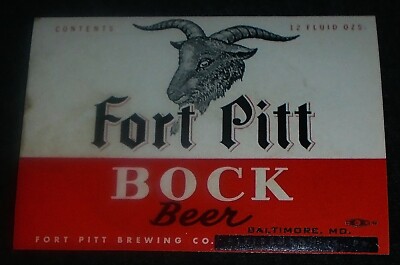 Fort Pitt Bock Beer, Fort Pitt Brewery, Baltimore Maryland Beer Bottle ...