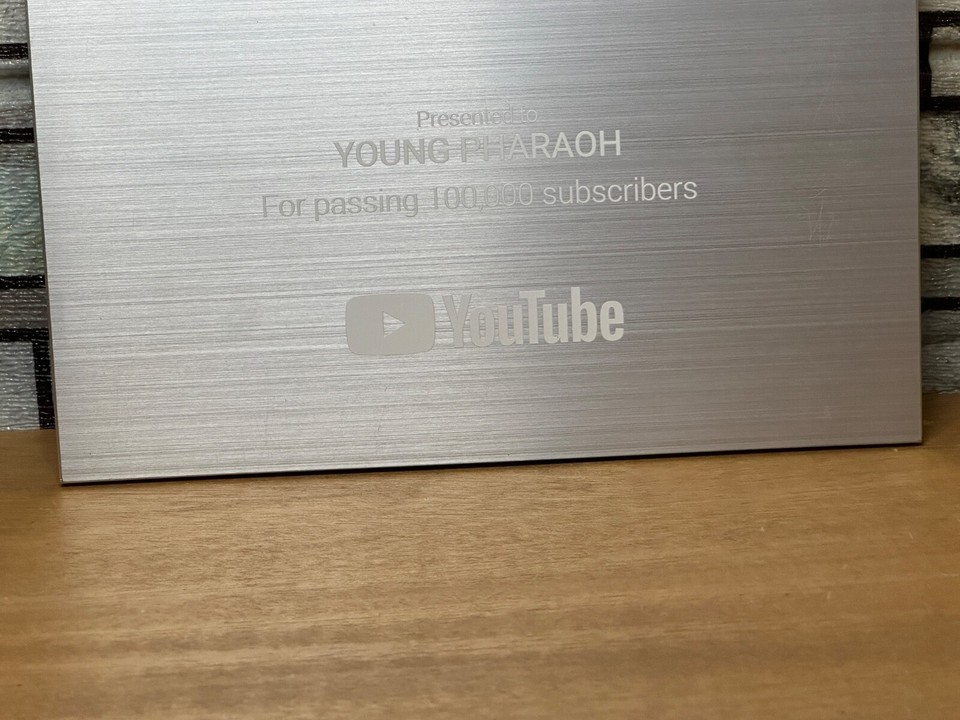 Authentic YouTube "Young Pharaoh" Silver Play Button - YT 100k ...