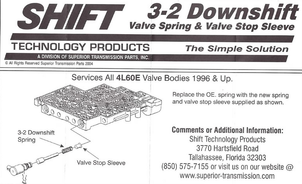 **ALWAYS REPLACE**This 3-2 Downshift Valve Body Spring--Fits 4L60E ...