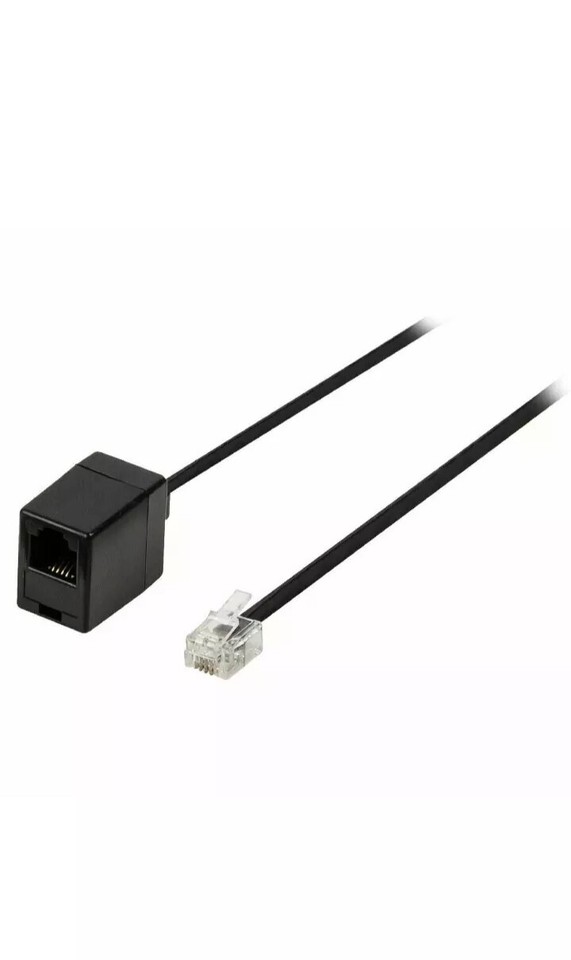 Modular Telephone extension cable black 3m RJ11 male 6P4C to RJ11 ...