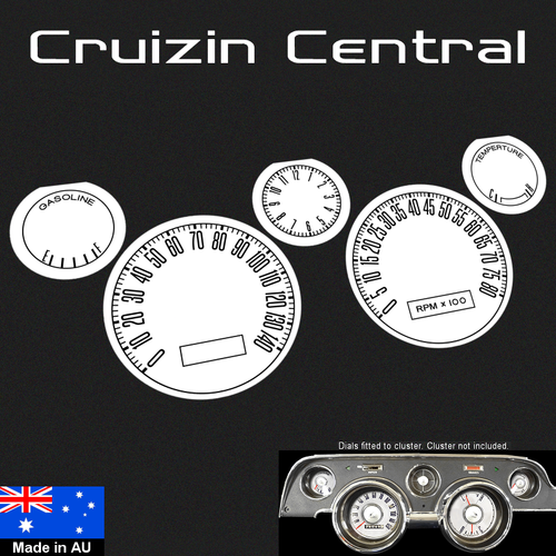 Plastic WHITE DECALS for Ford Mustang 67-68 KMH MPH Tacho gauge speedo ...