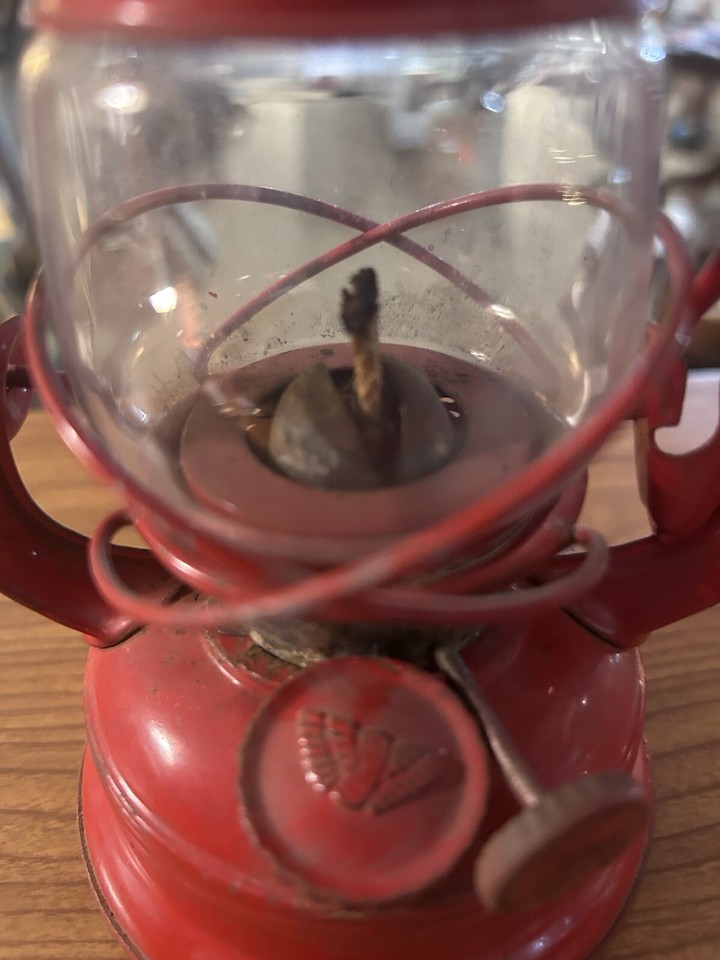 Vintage Red Winged Wheel No. 350 Kerosene Lantern Lamp Sears Made in ...