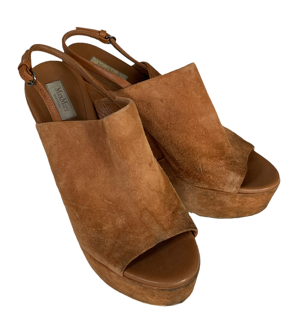 Max Mara Caramel Suede Platform High Heel Wedges Wom… - Gem