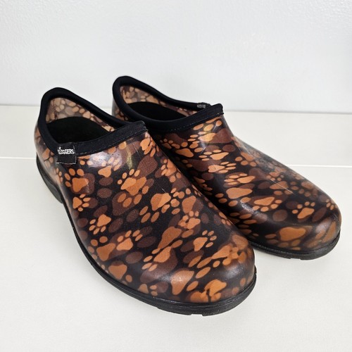 Sloggers Womens Size 10 Cat Dog Paw Print Waterproof Garden Shoes Clogs ...