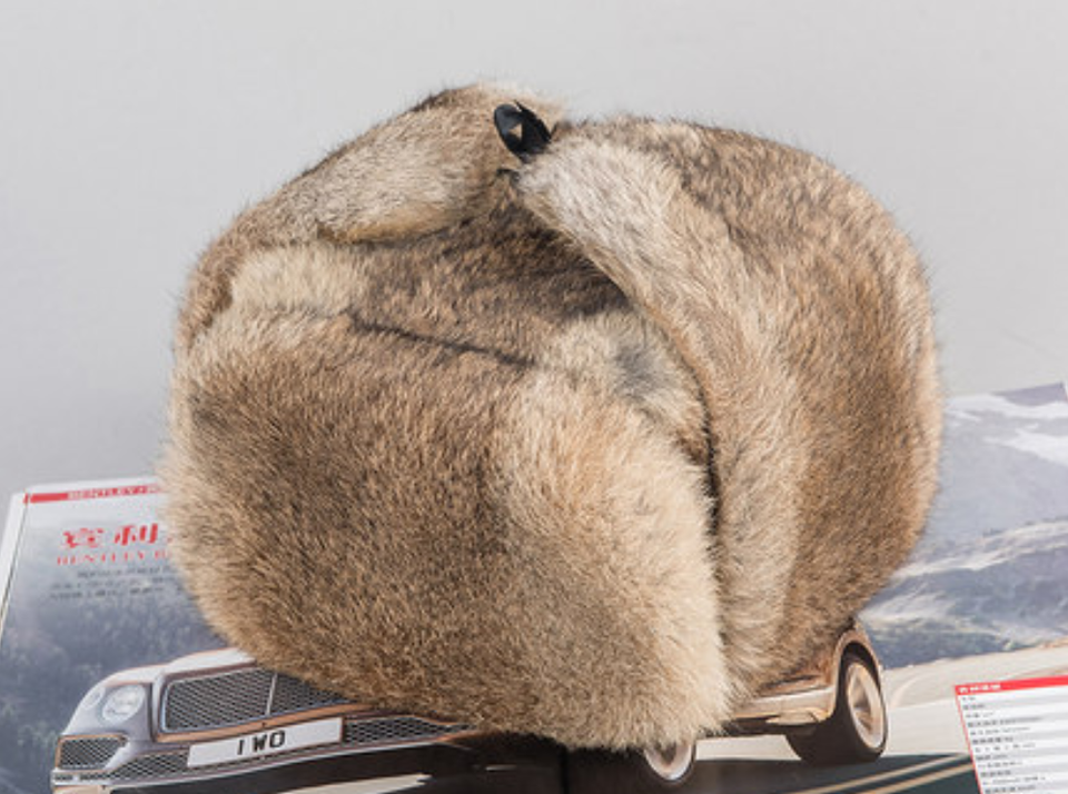 Real Rabbit Full Fur Russian Ushanka Hat Real Fur Hat Chapka Granpa Dad ...