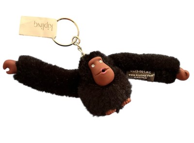 KIPLING Monkey Keychain Davina Black Furry Gorilla Ape Key Fob Ring ...