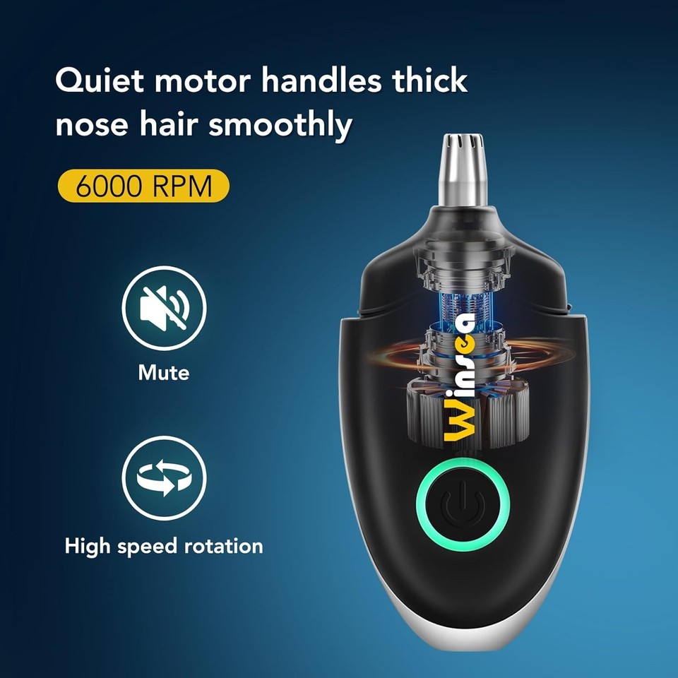 Nose Hair Trimmer USB Rechargeable Waterproof Ear Nose Trimmer Quiet ...