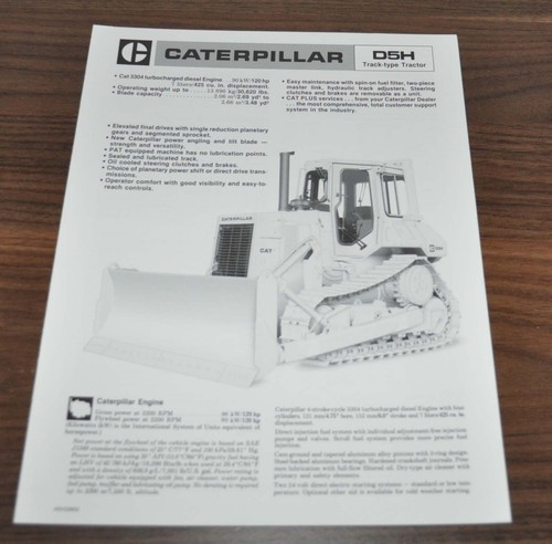 Caterpillar D5H Dozer Tractor Specification Technical Data Brochure ...