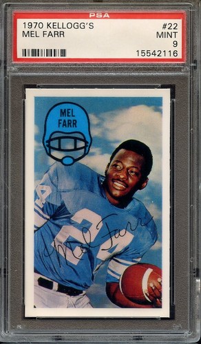 1970 KELLOGG'S 22 MEL FARR PSA MINT 9 FB | eBay