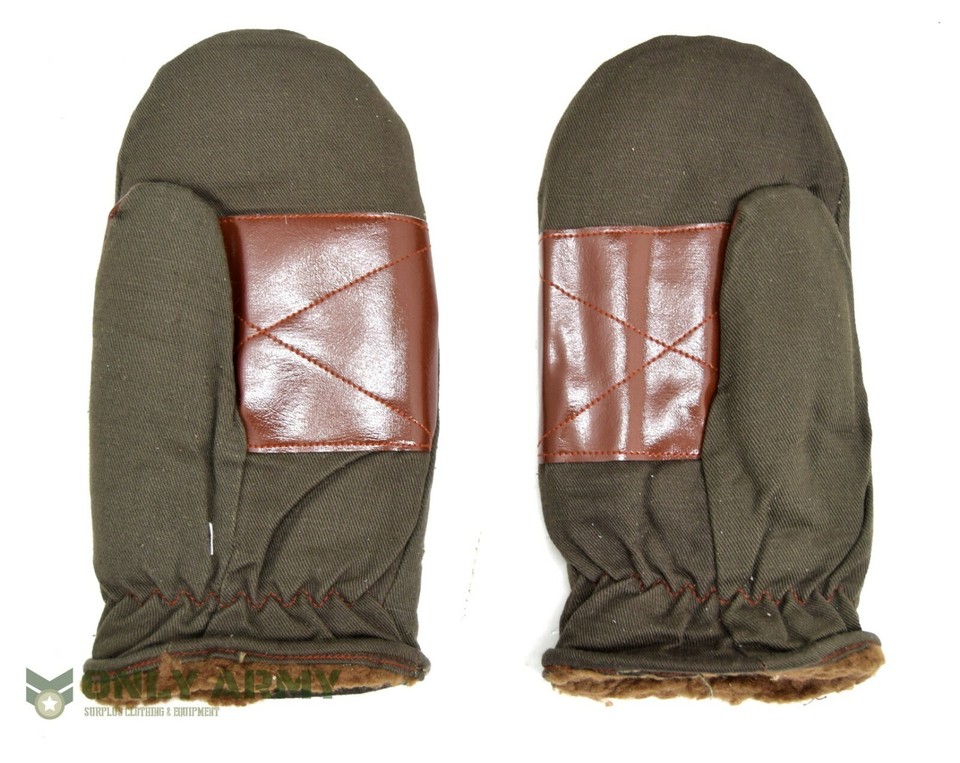 1960s Czech Army Cold Weather Mittens Fur Lined Winter Gloves Mits New ...